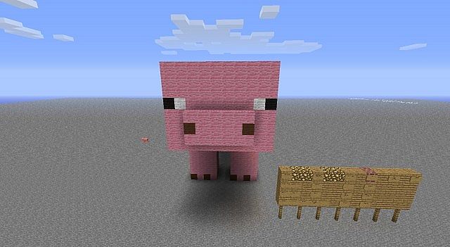 3D Pig Made of Wool Minecraft Map