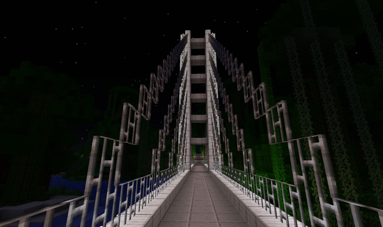 50 block long angularcable bridge Minecraft Map