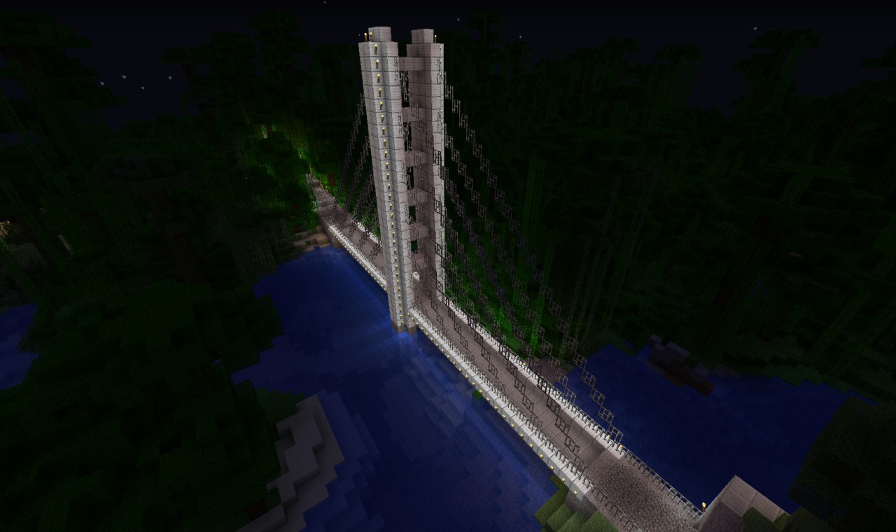 50 block long angularcable bridge Minecraft Map