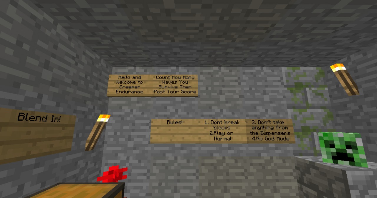 Creeper Endurance! Part 2 Of My Endurance Series Now with waves! Minecraft Map