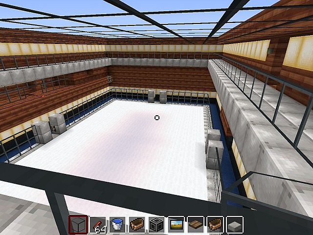 Modern netherack mansion+football stadium+ice skating rink Minecraft Map
