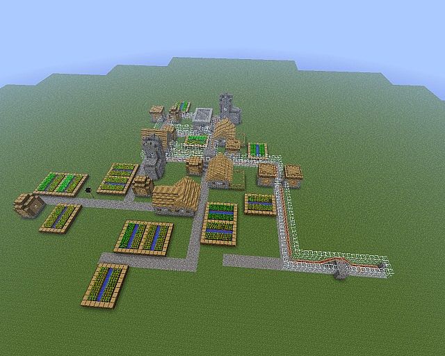 Ride a Mine-cart through a village! Minecraft Map