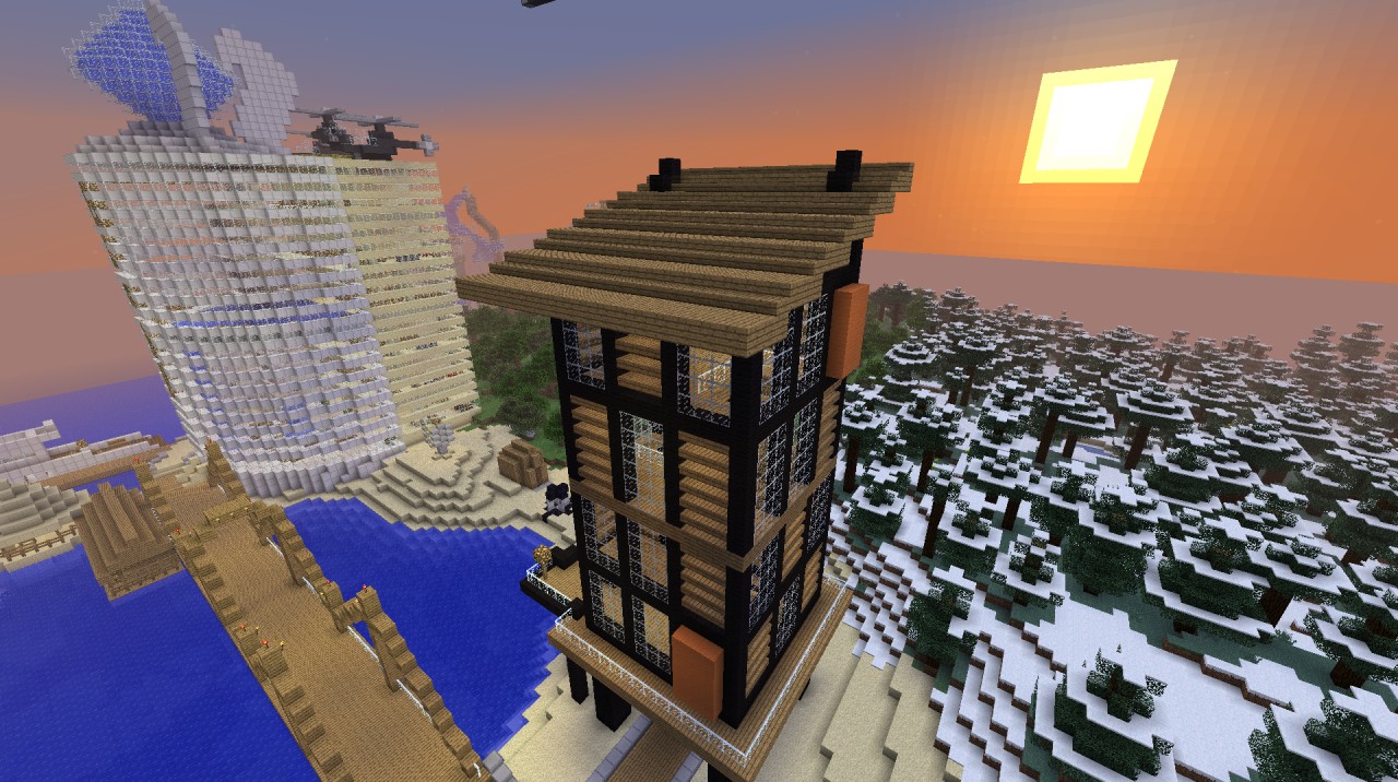 high stand modern house Minecraft Map