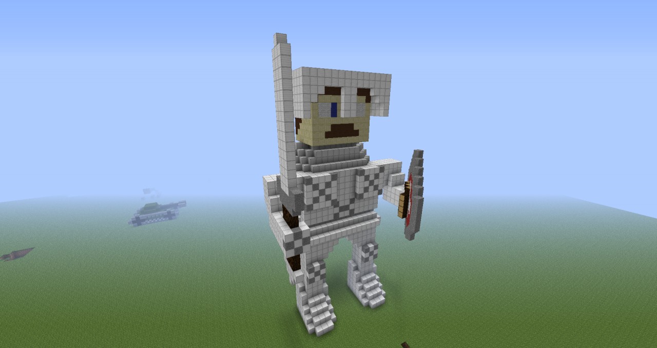 Giant steve! 3D art! (iron armor,sheild and sword) Minecraft Map