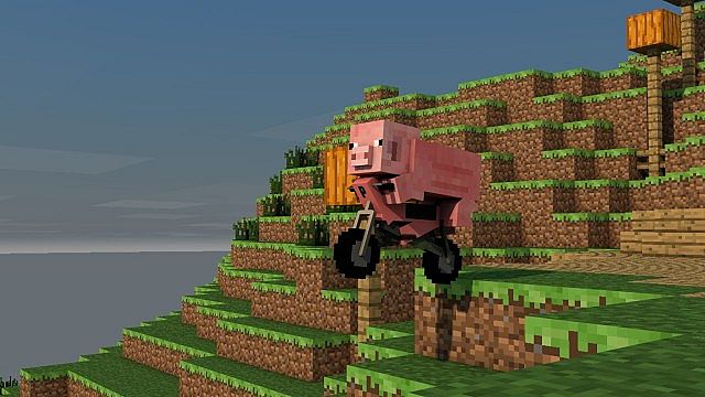 So what...It's a pig riding a motorbike! Minecraft Map