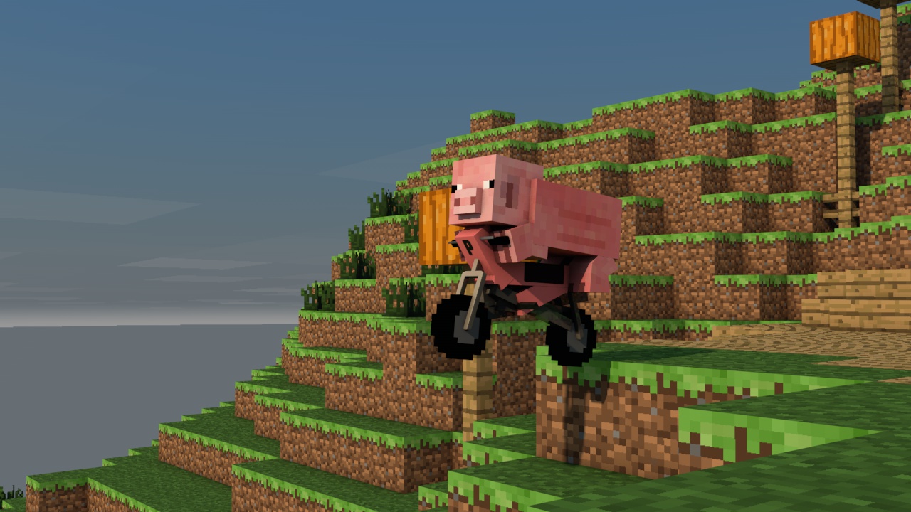So what...It's a pig riding a motorbike! Minecraft Map