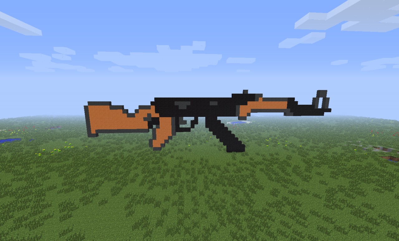 AK47 [Wool Art Sculpture] Minecraft Map