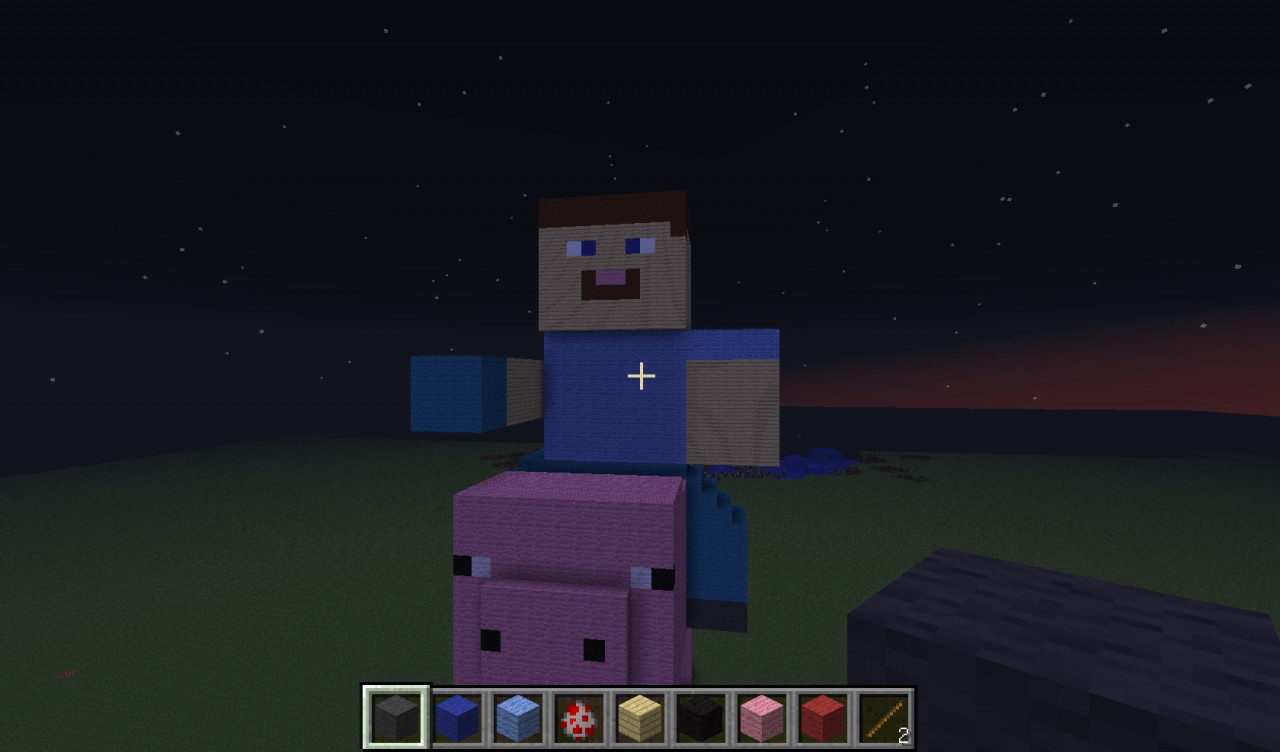 Stone Golem And Steve On Pig Minecraft Map