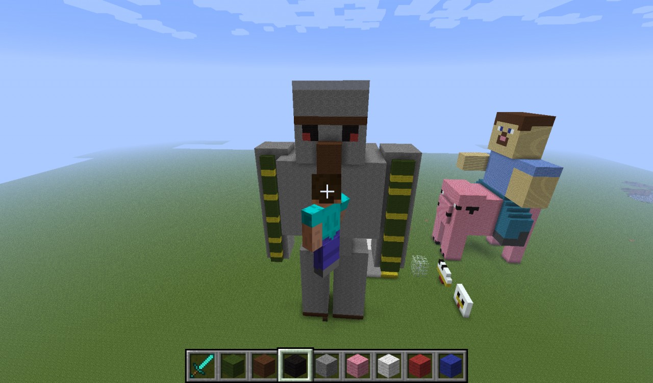 Stone Golem And Steve On Pig Minecraft Map