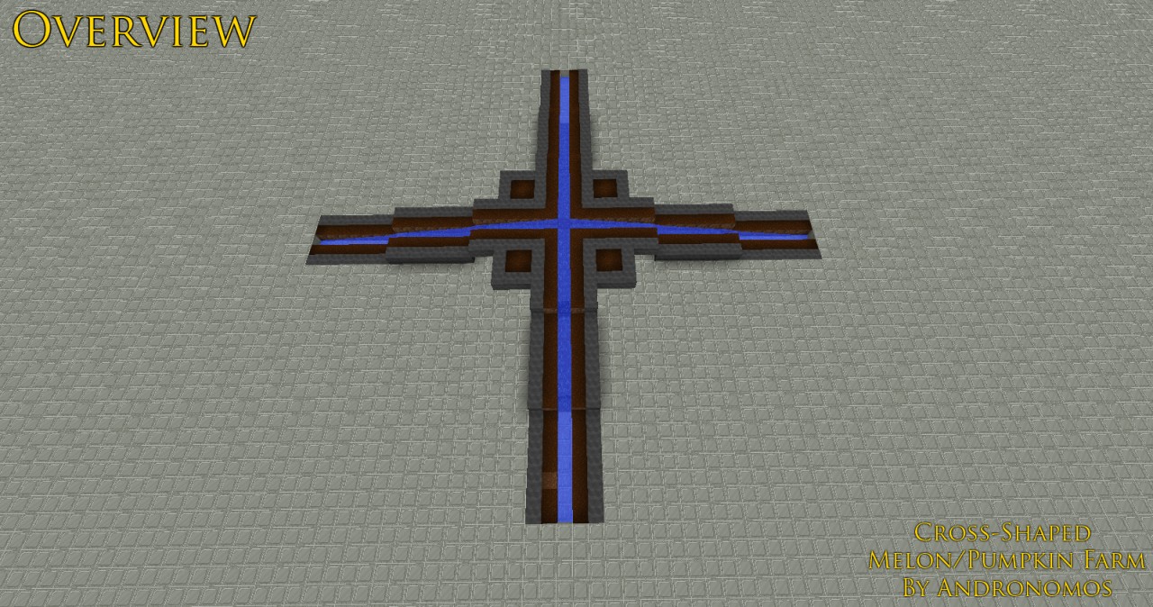 Cross-Shaped Multi-Level Pumpkin/Melon Farm Minecraft Map