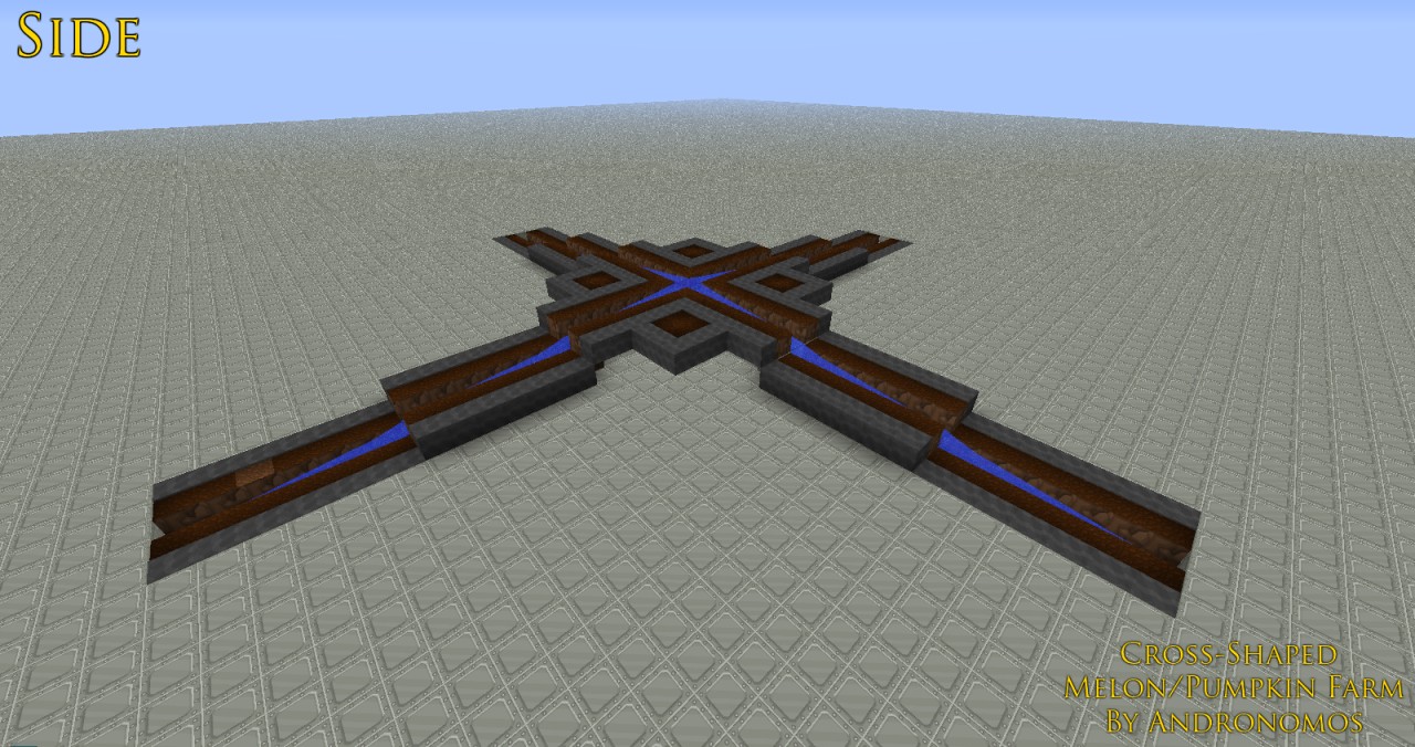 Cross-Shaped Multi-Level Pumpkin/Melon Farm Minecraft Map
