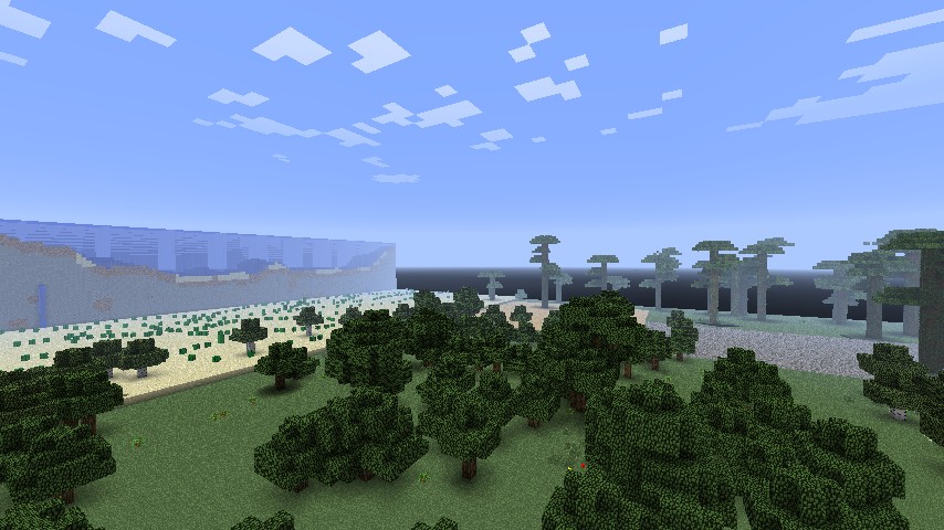 FlatWorld With Trees And Shafts. Minecraft Map