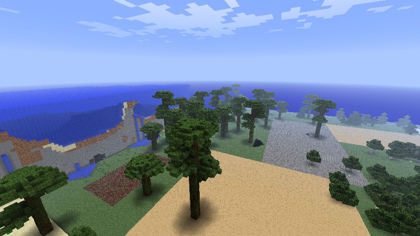 FlatWorld With Trees And Shafts. Minecraft Map