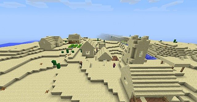 Sand Village Seed With Mineshaft and Ravine