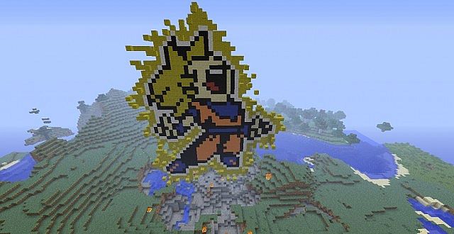 pixle art of goku going supersain Minecraft Map