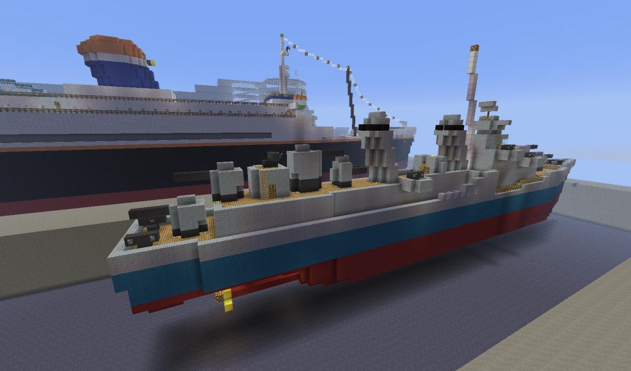 USS Fletcher (DD-445) Fletcher-Class Destroyer 1:1 Minecraft Map