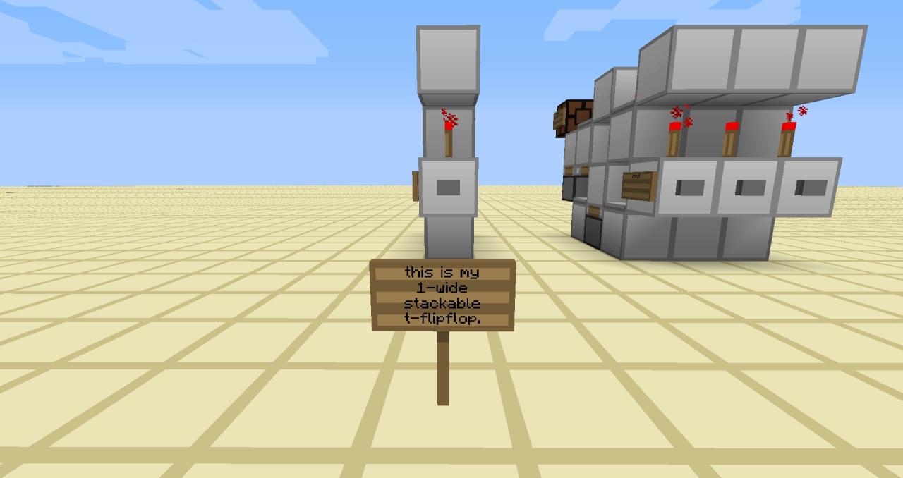 1-wide stackable t-flipflop Minecraft Map