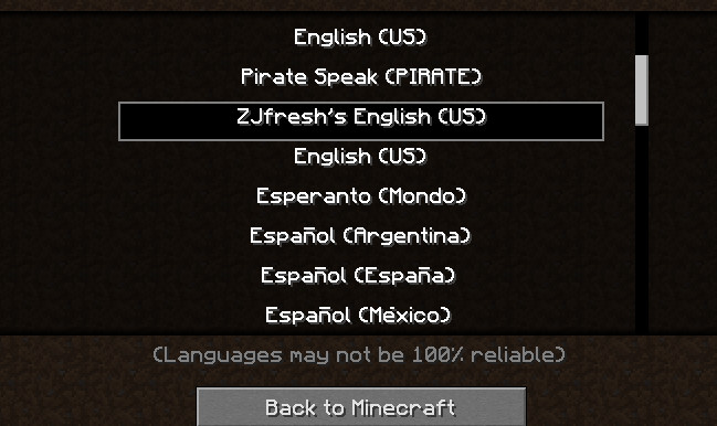 Custom Language! ZJfresh's Alternate English Pack Minecraft Mod
