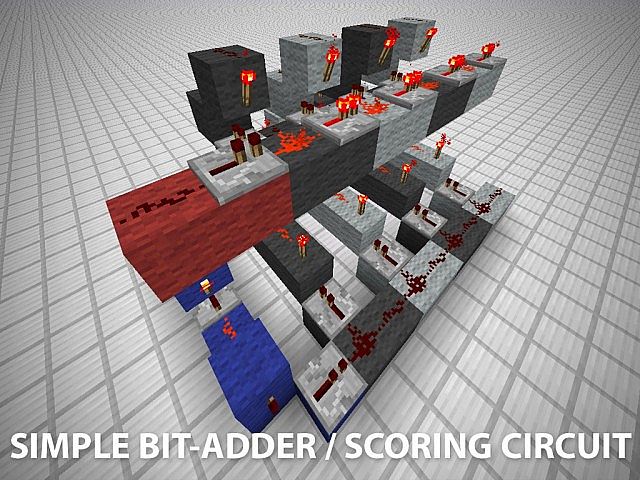 Simple Tileable Bit-Adder (Score Counter) Minecraft Project