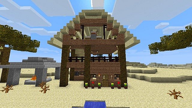 Secluded Oasis Beach House w/ Buried Pyramid Minecraft Map