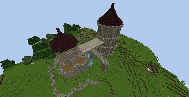 Mage Tower+Castle area and gardens Minecraft Map