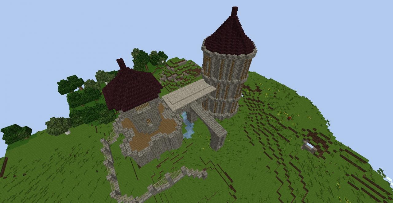 Mage Tower+Castle area and gardens Minecraft Map