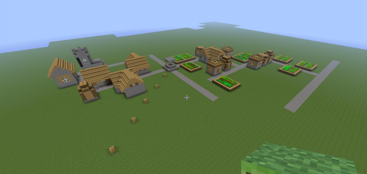 Build-your-own-town map, Cobble castle close a village Minecraft Map