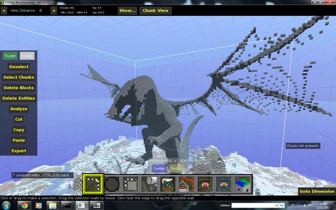 Large Dragon (stone base without color) Minecraft Project
