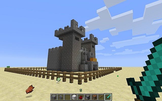 small castle house with sandstone flat map!!! Minecraft Map