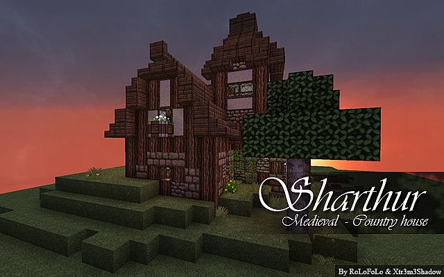 Medieval country house with tower and balcony - Sharthur Minecraft Map