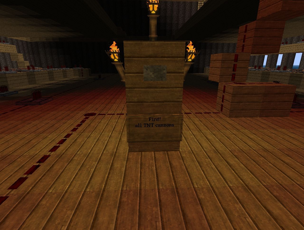 Giant pirate ship shematic with many TNT cannons Minecraft Map