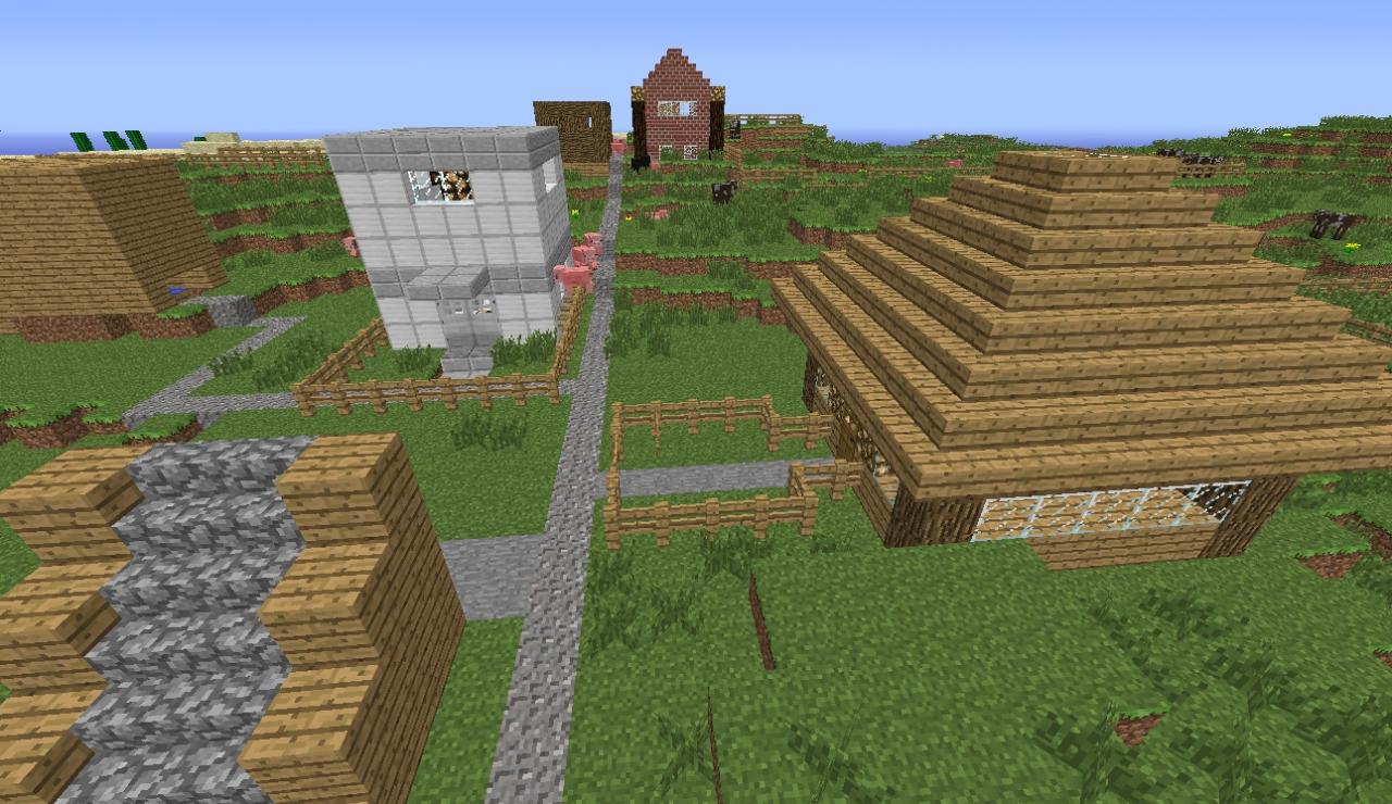 Awesome city with train station and secret spawn point. Minecraft Map