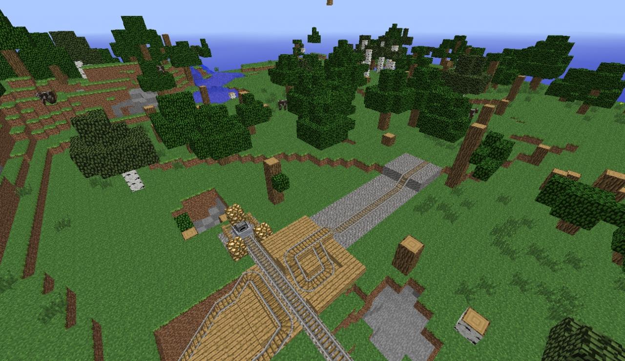Awesome city with train station and secret spawn point. Minecraft Map