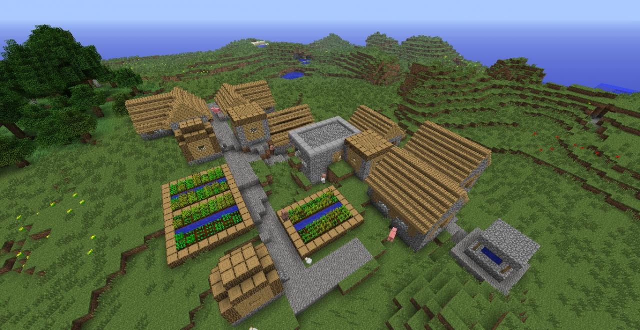 Village with a big cave Minecraft Map