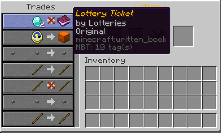 $$ Lotteries $$ (Non-Op and Survival compatible) Minecraft Data Pack