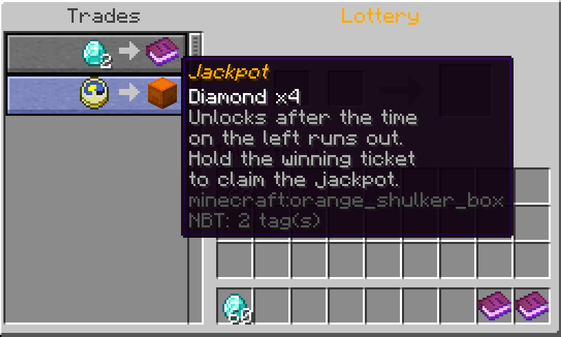 $$ Lotteries $$ (Non-Op and Survival compatible) Minecraft Data Pack