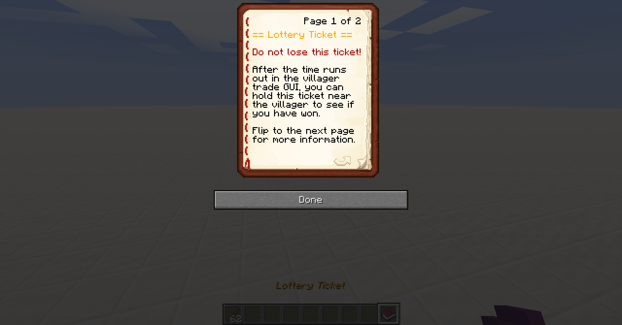 $$ Lotteries $$ (Non-Op and Survival compatible) Minecraft Data Pack