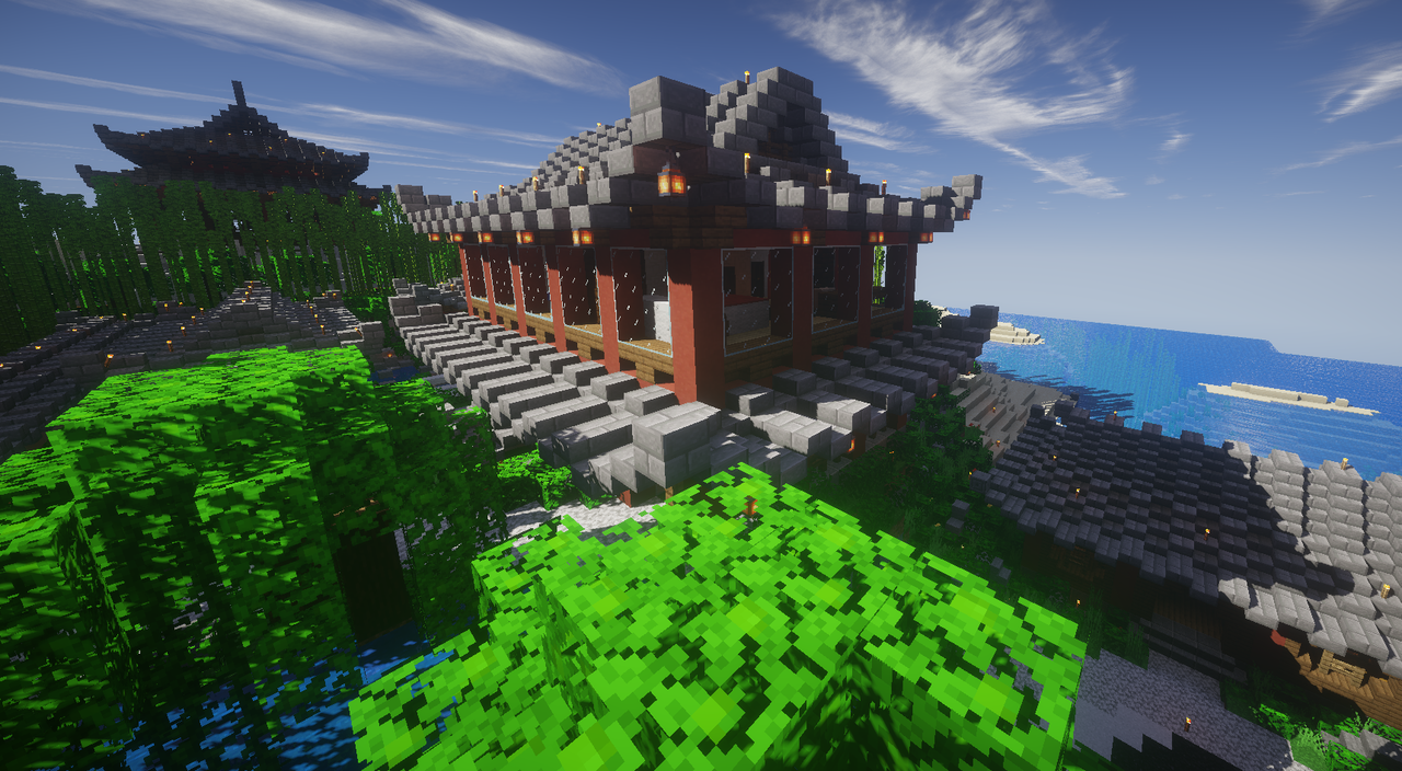 Modern chinese house with awesome garden! Minecraft Map