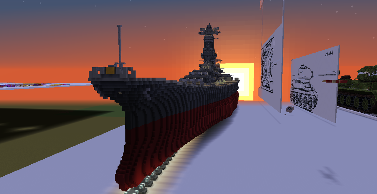 Yamato Battleship superdetailed in 2:1 scale Minecraft Map