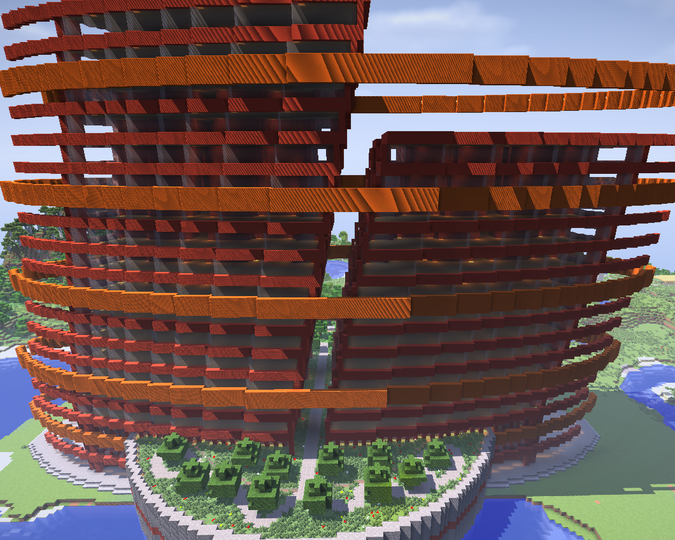 Red modern skyscraper Minecraft Map