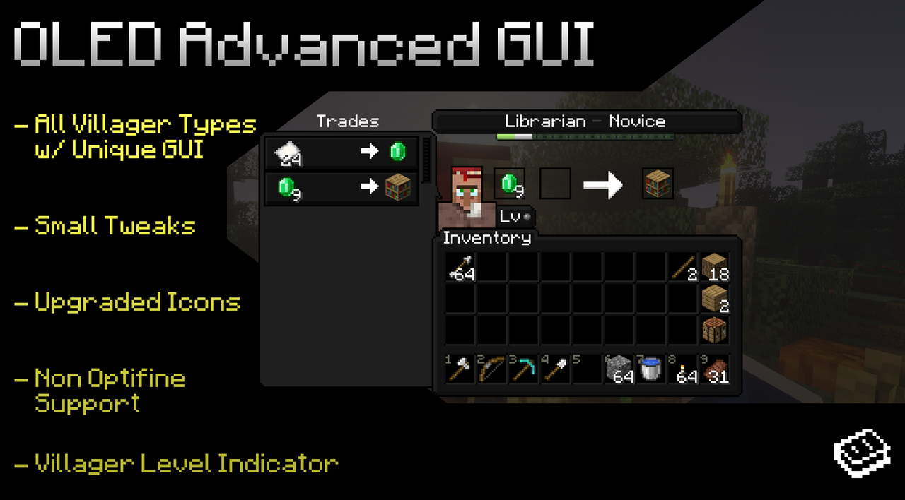 OLED Advanced GUI v7.4 | 1.13 to 1.16 Minecraft Texture Pack
