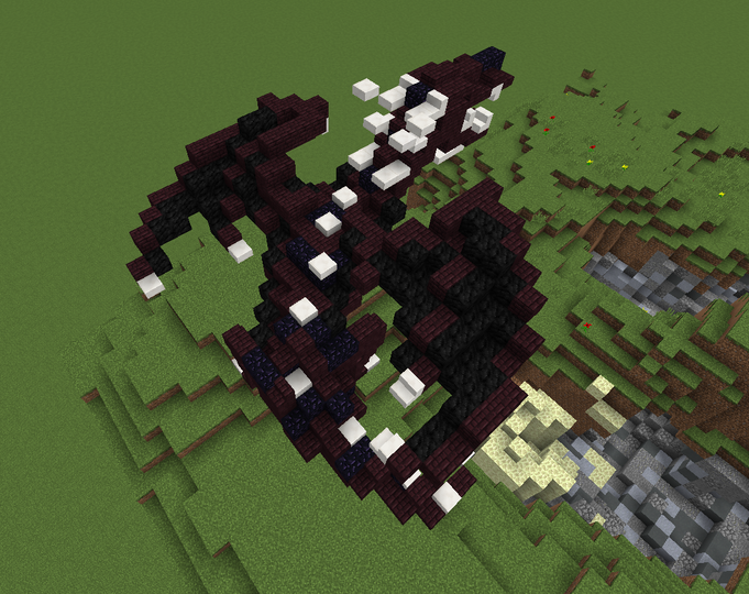 Nether and obsidian dragon perched on mountain Minecraft Map