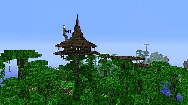 Jungle Village, huts on tree-tops~ Minecraft Map