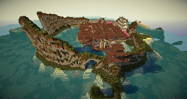 Asian Village On Pillars - Batoji Custom Terrain Minecraft Map