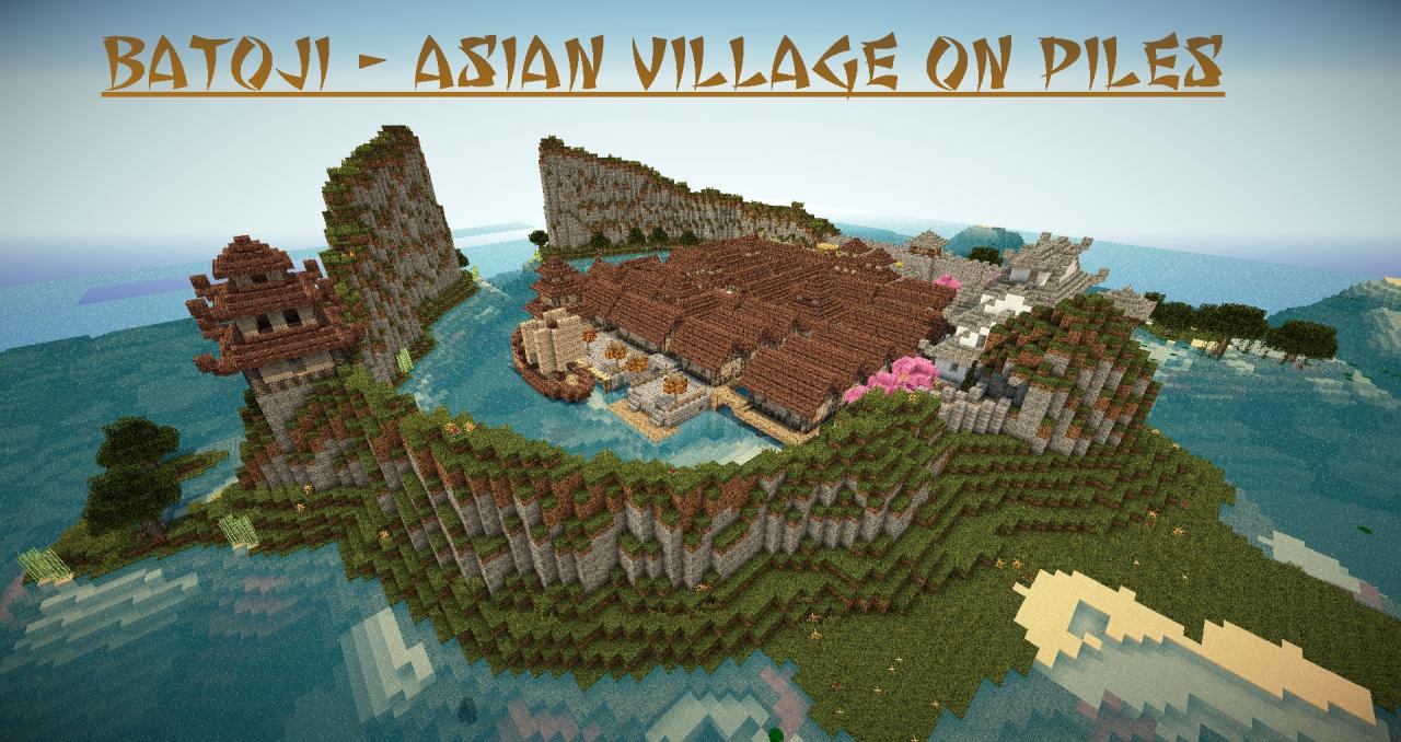 Asian Village On Pillars - Batoji Custom Terrain Minecraft Map