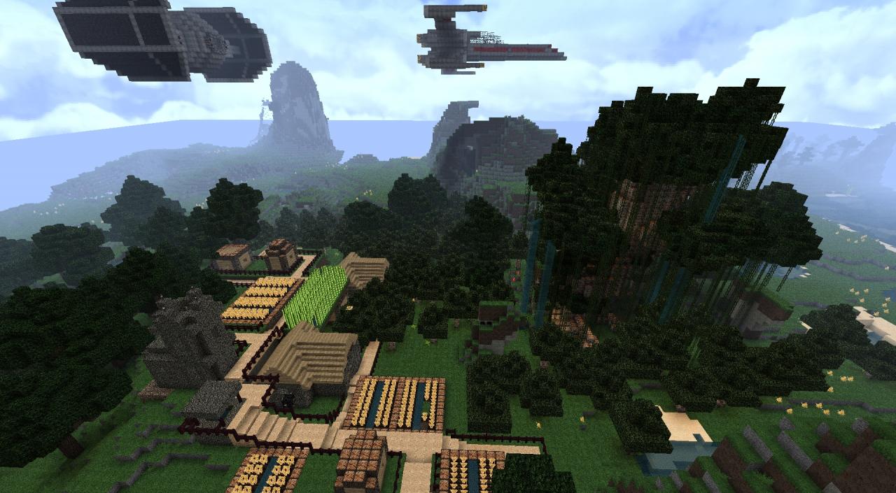 Star Wars [X-Wing] and tree-house Minecraft Map