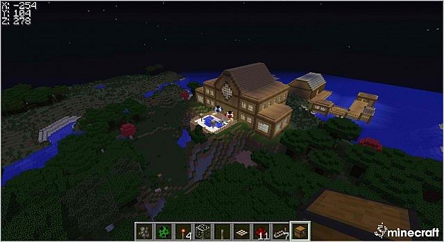 EPIC wooden mansion with pool Minecraft Map