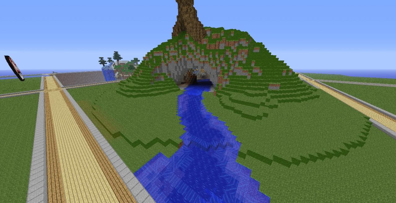 Floating island and Cave in a hill Minecraft Map