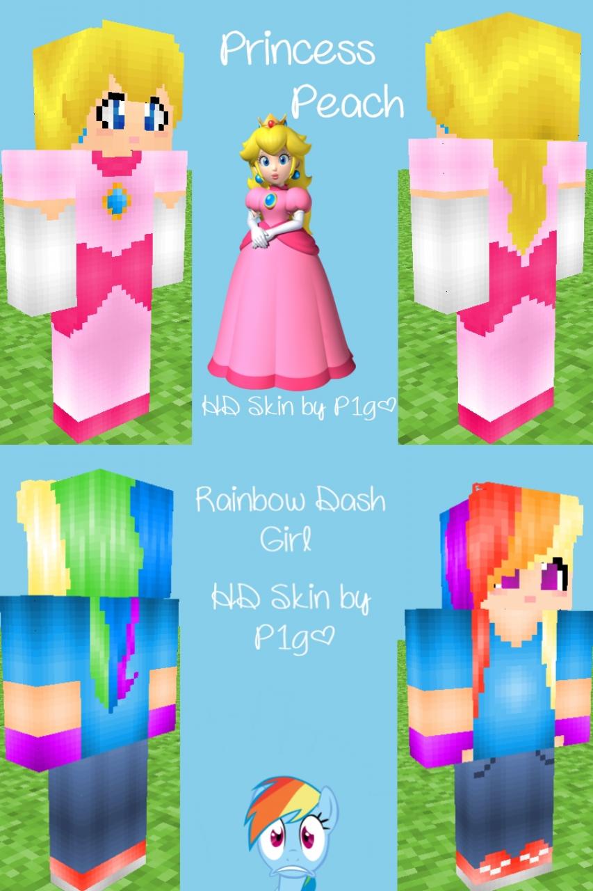 Princess Peach and Rainbow Dash Girl [HD Skins] Minecraft Blog