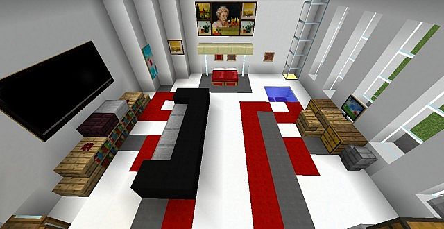 Modern house 1: RED WHITE & BLACK Minecraft Map